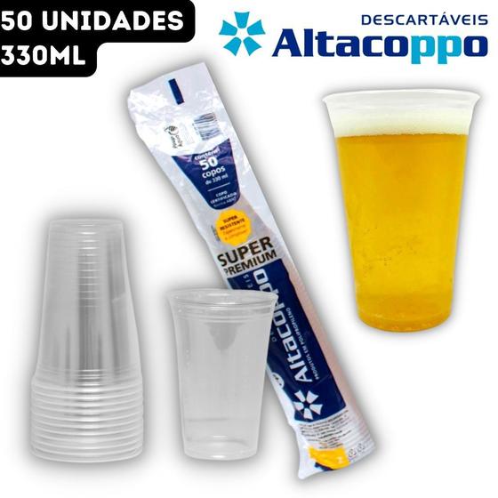 Copo Plástico Descartável Super Premium Altacoppo Liso Translúcido PP Super Resistente - 330ml ...