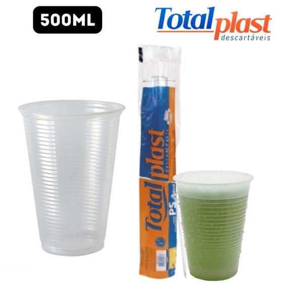 Copo Plástico Descartável Totalplast Transparente Água Refrigerante - 500ml - 50 Unidades - Copo ...
