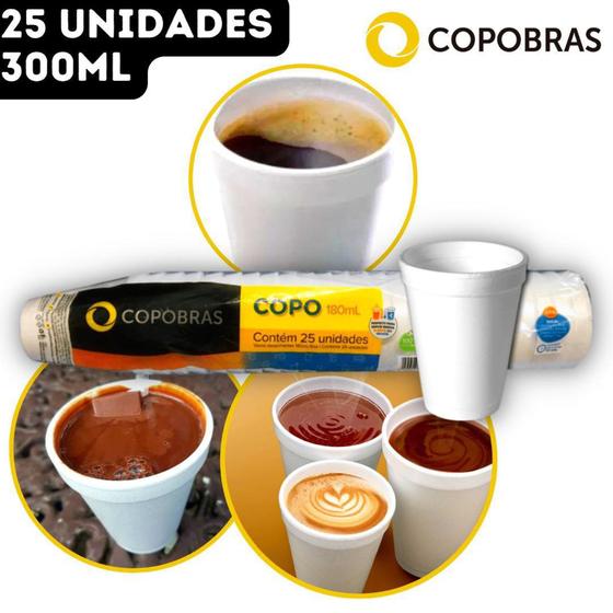 Copo Térmico 300 Isopor Bebidas Quentes Frias Chá Café - 300ml - 25 ...