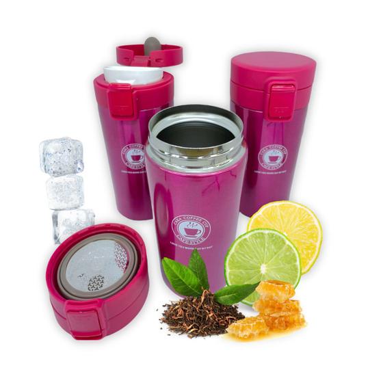 Copo Térmico Aço Inox 360ml Infusor Chá e Café A Vácuo - Golden Rio ...