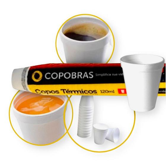 Copo Térmico de Isopor para Bebidas Copobras - 120ml - pct 25 Unidades ...