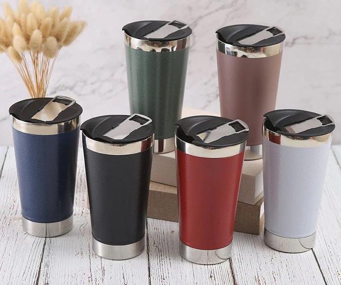 Copo Térmico Inox 473ML Com Tampa e Abridor de Garrafa - Frio & Quente ...