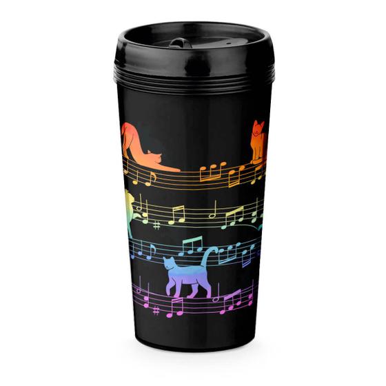 Copo Viagem 520ml Preto Arco Iris Gato Musical - Presente Super - Copos ...
