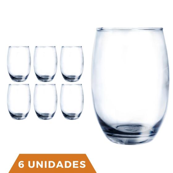 Copo Vidro 450ml Redondo BELLAGIO Jogo com 6 Transparente - PRATICASA - Copos - Magazine Luiza