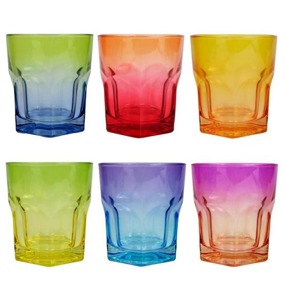 Copos Coloridos De Vidro Para Drinks E Bebidas 280Ml - Hauskraft ...