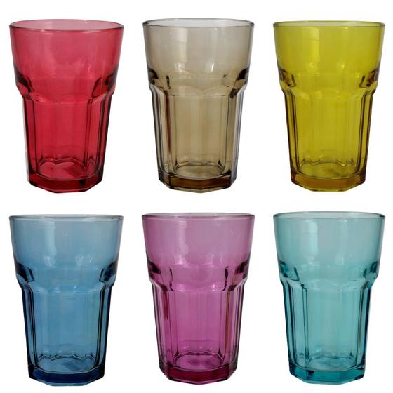 Copos de Vidro Coloridos 450ml Para Festas Bares Restaurantes 6 Peças ...