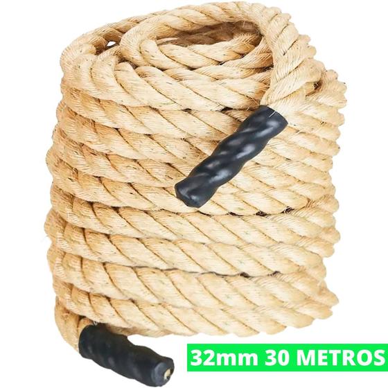 Corda De Sisal Naval 32mm 30 Metros Exercício Funcional Rope Climb ...