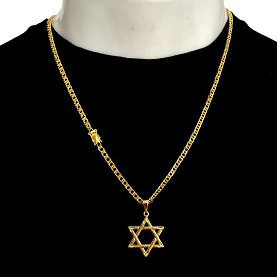 Cordão Grumet 3mm ESTRELA DE SALOMÃO - Banho Ouro 18k - FEIXO GAVETA ...