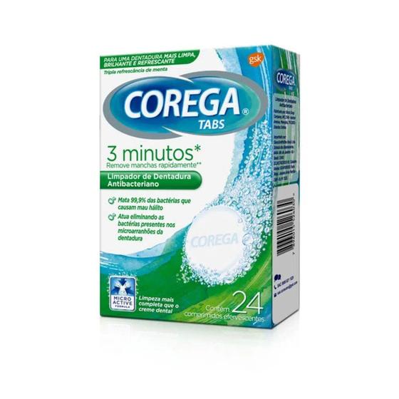 Corega Tabs 5 Minutos C/24Unidades - GLAXO - Fixador de Dentadura ...