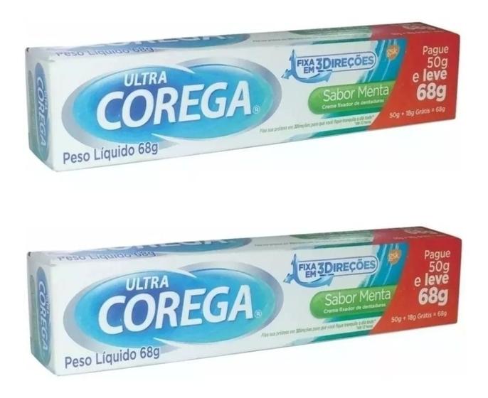 Corega Ultra Creme Fixador Sabor Menta 68g - Fixador de Dentadura ...