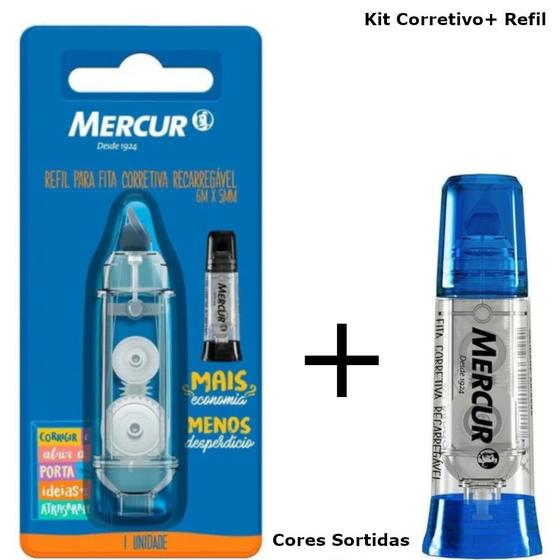Corretivo em fita recarregavel 6m + 1 refil - mercur - Corretivo ...