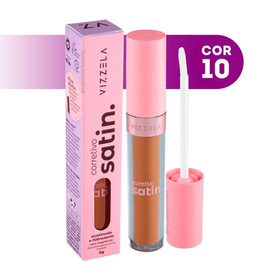 Corretivo Líquido Facial Hidratante Satin Vizzela com Ácido Hialurônico ...