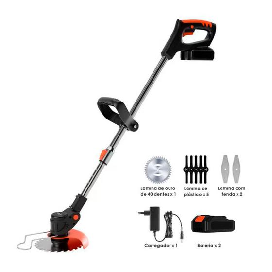 Cortador Roçadeira Aparador De Grama Capim Mato Portátil Bateria ...