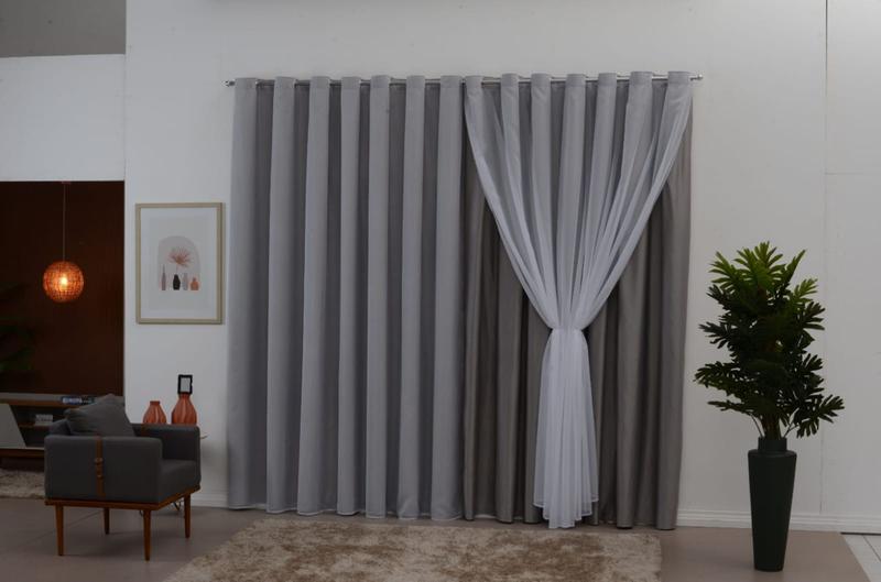 Cortina Blackout Com Voil/voal 3.00mts X 2,80mts Para Quarto e Sala ...