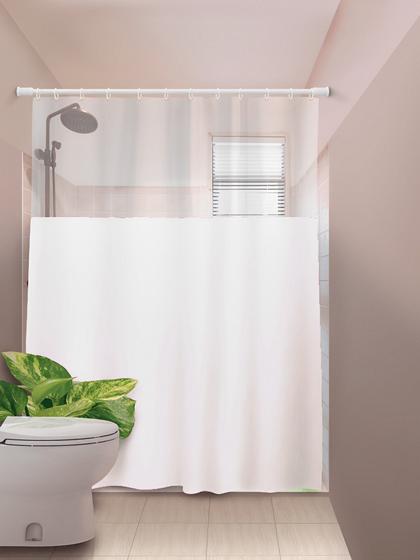 Cortina Box com Visor Em PVC Para Banheiro Anti Mofo Com Ganchos ...