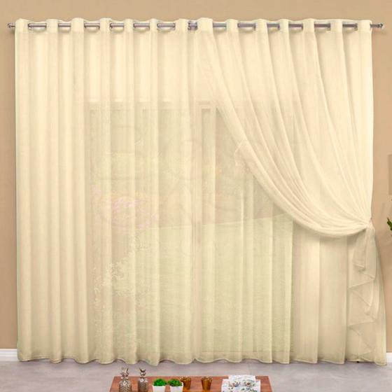 Cortina de Voal,Voil Com Forro em Microfibra 5,00X2,70,para QUARTO ...