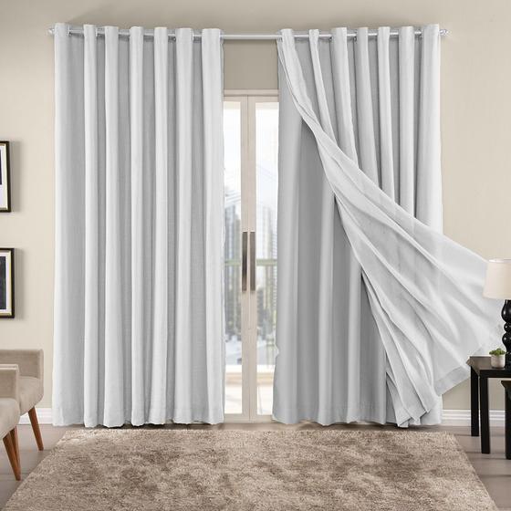 Cortina Gaze de Linho com Blackout em Tecido 3,00m x 2,70m Para Janela Quarto e Sala - Marias ...