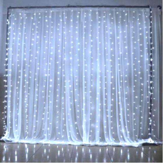 Cortina Led 7.6w c/300 Leds Brancos Frio Uso Interno Fixo 3x2m 220V ...