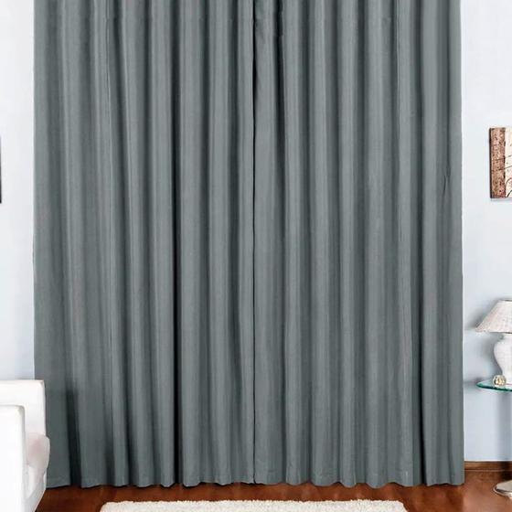 Cortina Lisa Pryme Oxford 4x2,8m Trilho Comum Cinza Sala Quarto ...