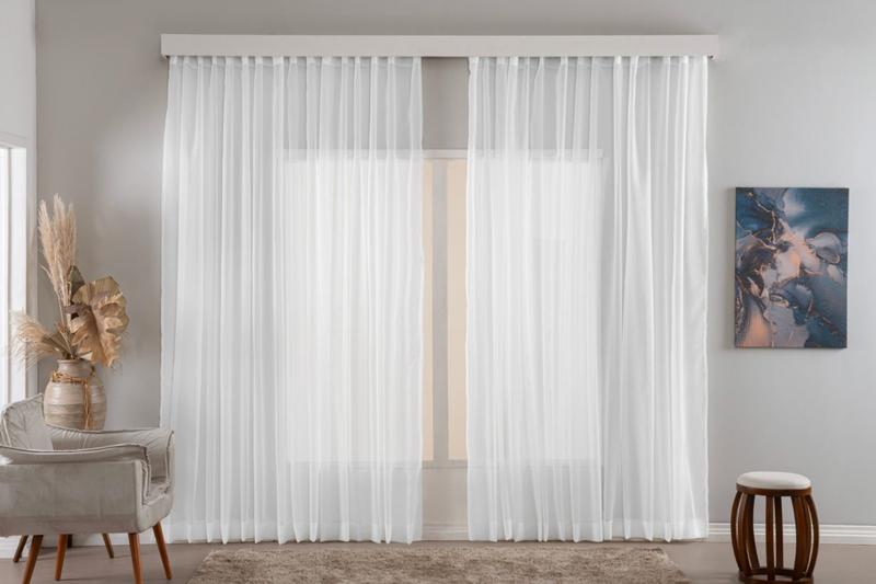 Cortina Luxo Transparente Voil/voal 3 Metros Para Trilho Suiço Max ...