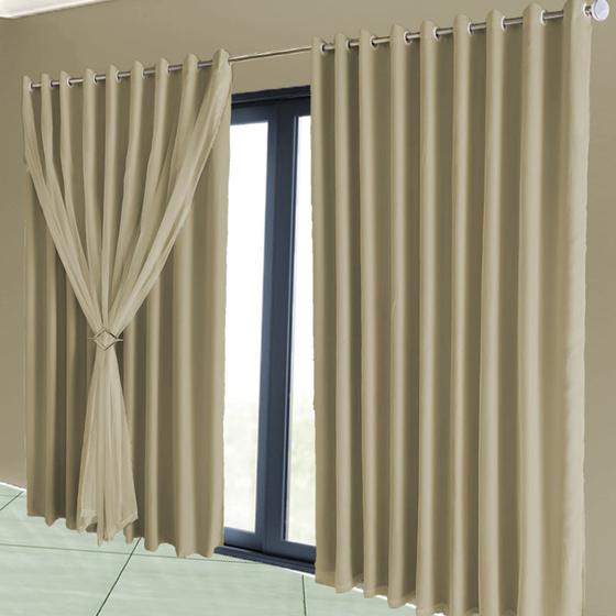 cortina para apartamento Lisboa corta luz 8,00 x 2,30 bege - Bravin Cortinas - Cortina Blecaute ...