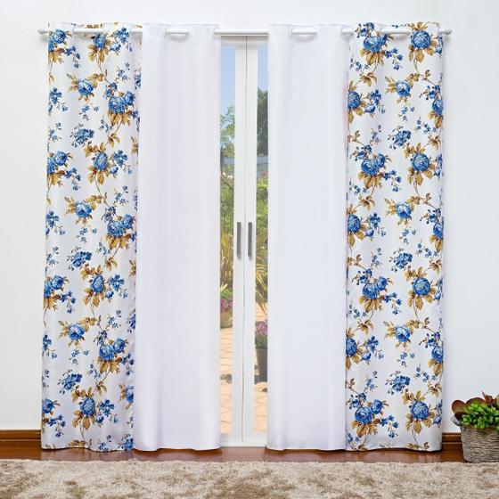Cortina Para Porta Balcão com Ilhós 2,80x2,20m Florata Branco - Vitor ...