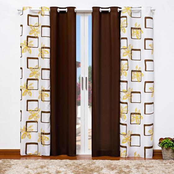 Cortina Para Porta Balcão com Ilhós 2,80x2,20m Florata Tabaco - Vitor ...