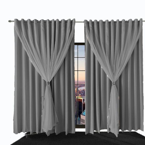 cortina para quarto e sala blecaute Bia 3,60 x 2,60 cinza - Bravin ...