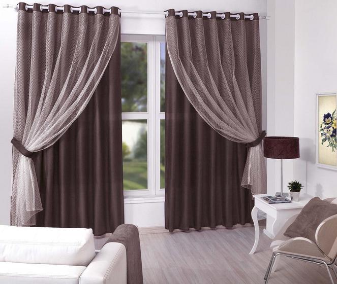 Cortina Para Sala de Renda e Forro 300x180 Camila MC Cortina - MC ...