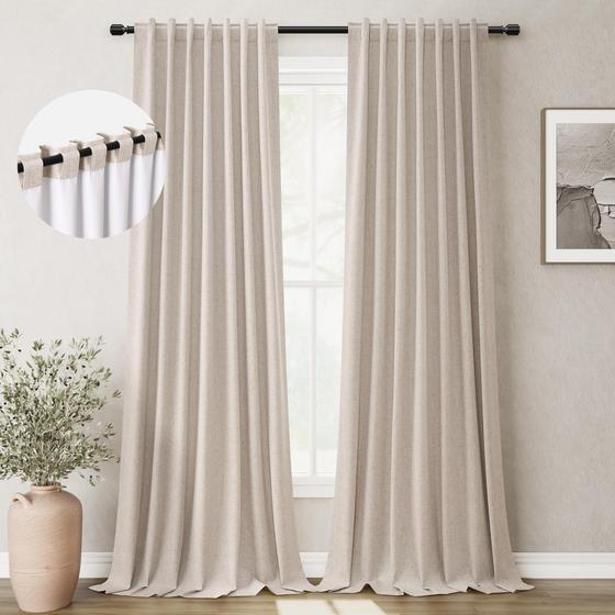 Cortinas Blackout BOODII - Linho Bege Claro (260cm) - Conjunto com 2 ...