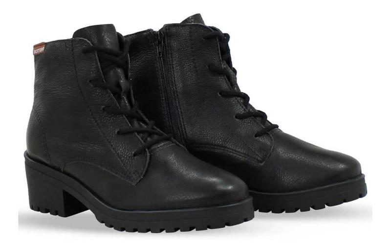 Coturno Feminino Couro Salto Baixo Bottero Conforto original - Coturno ...