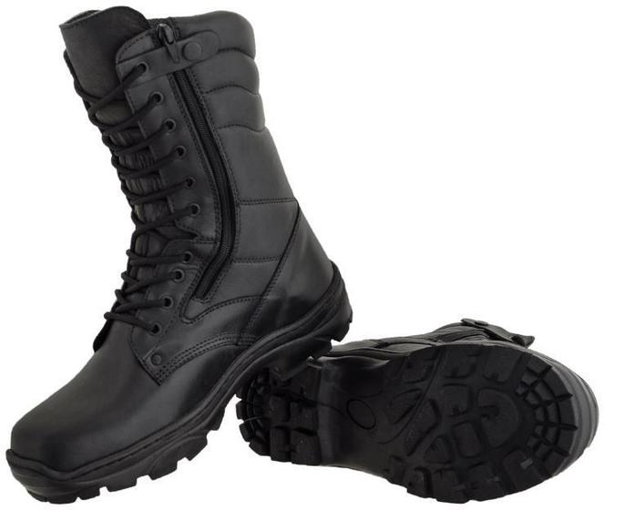 Coturno unissex azimute brasil cotiara preto couro, zíper lateral ...