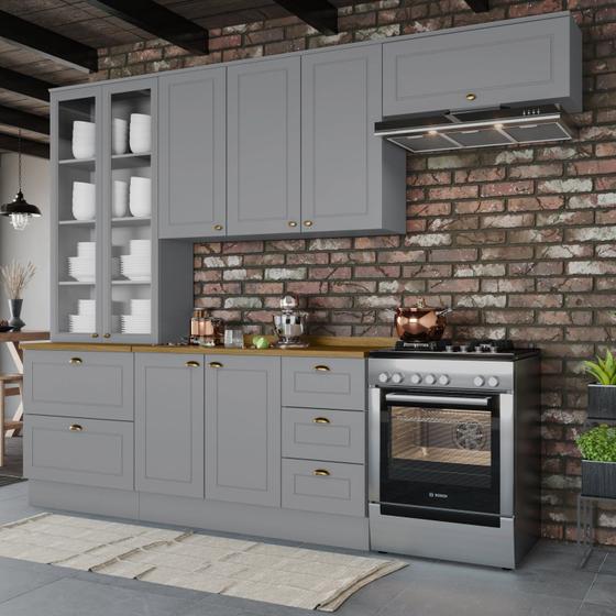 Cozinha Compacta 4 Peças Emily Cinza/Nature - Espresso Móveis - Cozinha ...