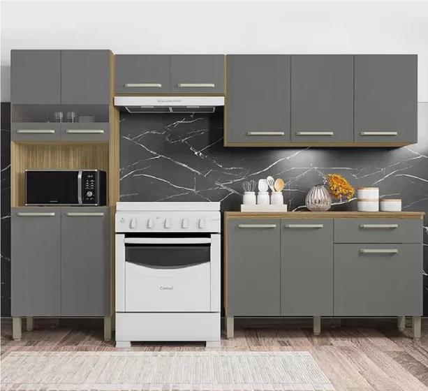 Cozinha Compacta Kits Paraná Versalhes com 4 Prateleiras, 12 Portas e 1 ...