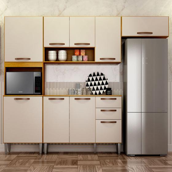 Cozinha Compacta Maísa 9 Portas 2 Gavetas Cinamomo/off White - Chf Móveis - Cozinha Compacta ...