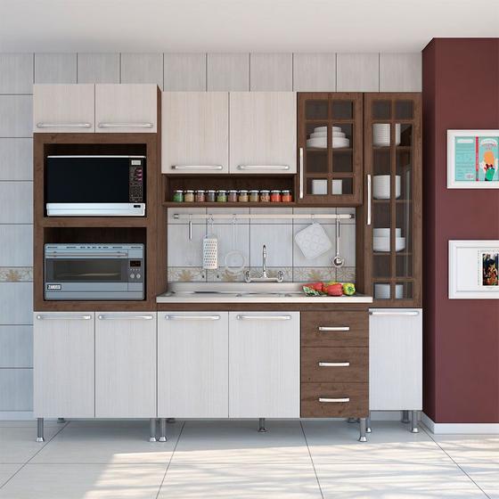 Cozinha Compacta Mery 4 Peças 11 Portas 3 Gavetas Indekes - Cozinha ...