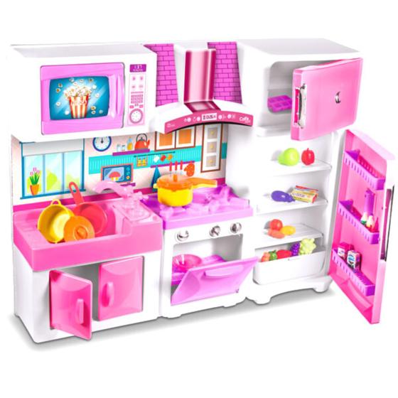 Cozinha completa brinquedo Geladeira fogão pia microondas - Lua de Cristal - Cozinha Infantil ...