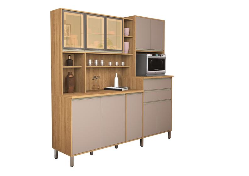 Cozinha Gabi 10 Portas Gavetas Mdf Resistente Ripado Moderno Cor Cinza - Caselli Store - Cozinha ...