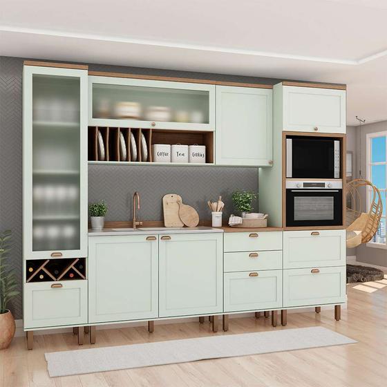 Cozinha Iluminata 7 PT 5 GV Verde Mint e Ébano - GENIALFLEX - Cozinha ...