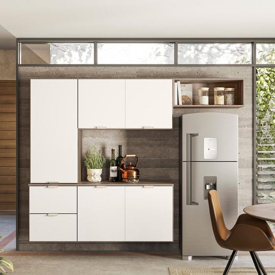 Cozinha Ivete 5 Portas Carvalho Nature/Off White Cristal - Nicioli ...