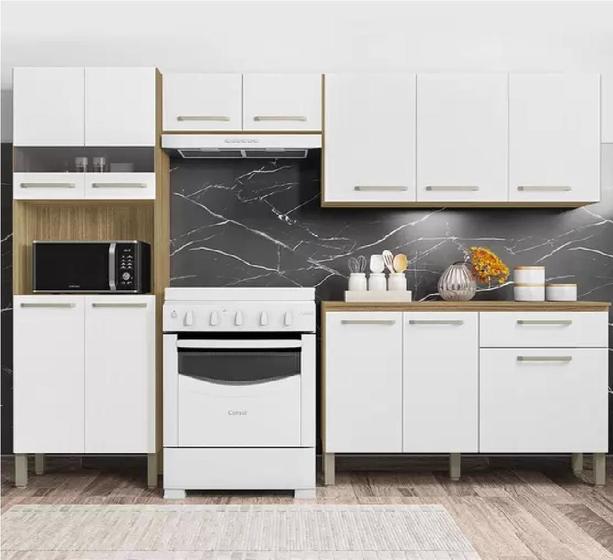 Cozinha Kits Paraná Versalhes com 4 Prateleiras, 12 Portas e 1 Gaveta ...