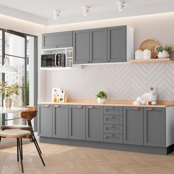 Cozinha Modulada 6 Peças com Tampo 3 Aéreos 3 Balcões Arizona CabeCasa ...