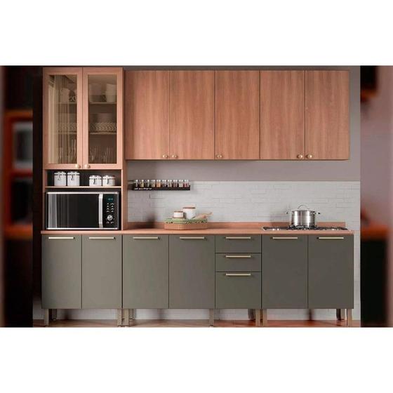 Cozinha Modulada Completa Thela Sálvia 5 Peças (2Aéreos+2 Balcões ...