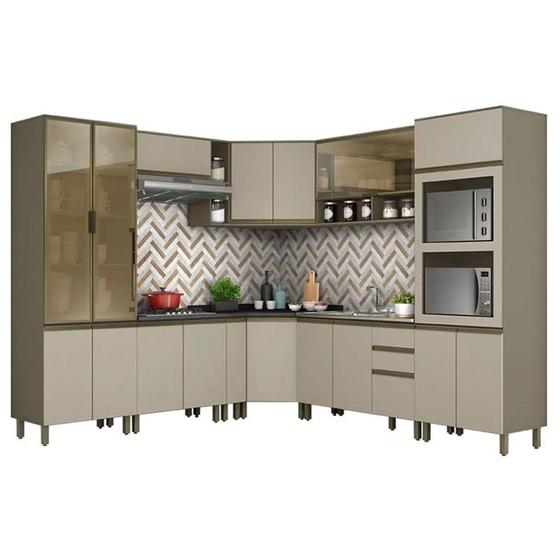 Cozinha Modulada de Canto Completa 10 Peças 100% MDF Connect Duna ...