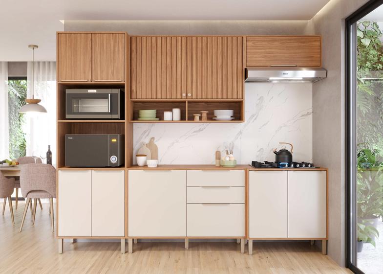 Cozinha Modulada Divina Ripada 5 peças com placa ripada MGM - Freijó ...