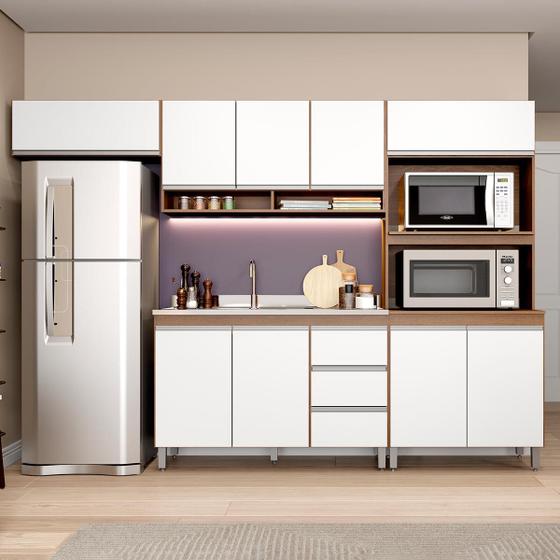 Cozinha Planejada Modulada com Armário Forno/Micro 4 Pçs MDP Branco ...