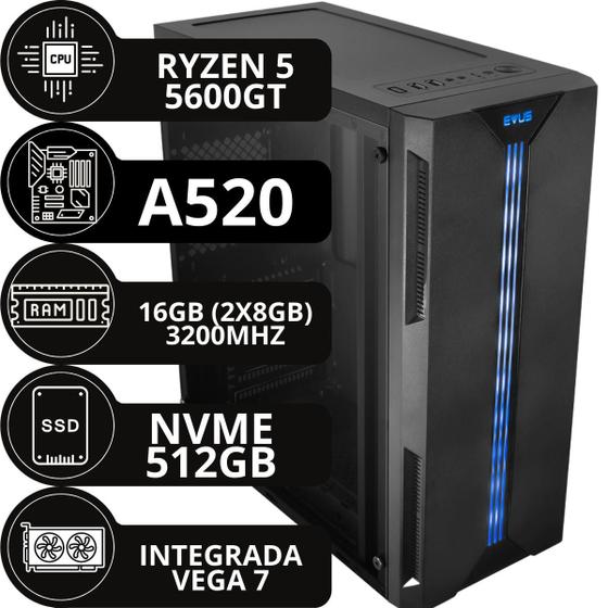 Cpu Desk Pc Gamer Ryzen 5 5600gt Vega 7 Nvme 512gb 16gb Ddr4 3200Mhz ...