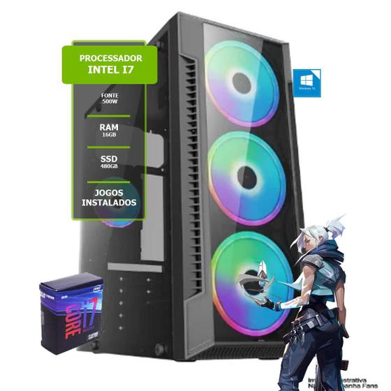 Cpu pc gamer i7 barato memoria ram 16gb ssd 480gb fonte 500w - GSNEW ...