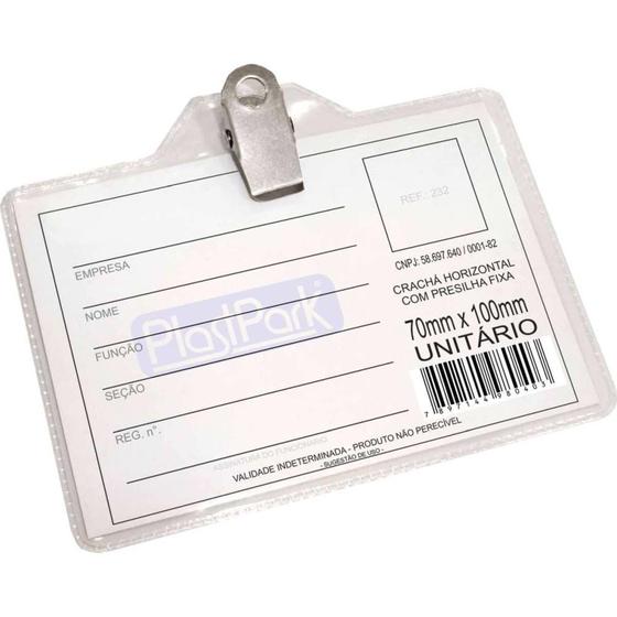 Cracha Com Presilha Presilha Fixa 7x10 Cm - plastpark - Crachá de ...