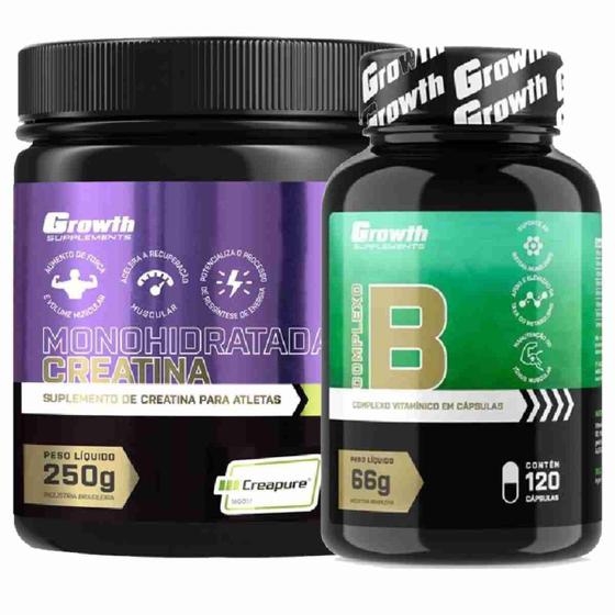 Creatina 250g Creapure + Complexo B 120 Caps Original Growth - Growth ...